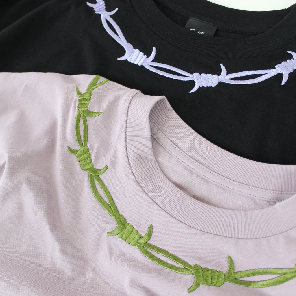 Barbed Wire Embroidered Oversized T-shirt Dress Organic Tattoo Design ...