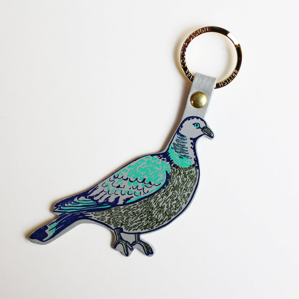 Ark Colour Design Feral Pigeon Bird Key Fob Ring Leather Made in ...