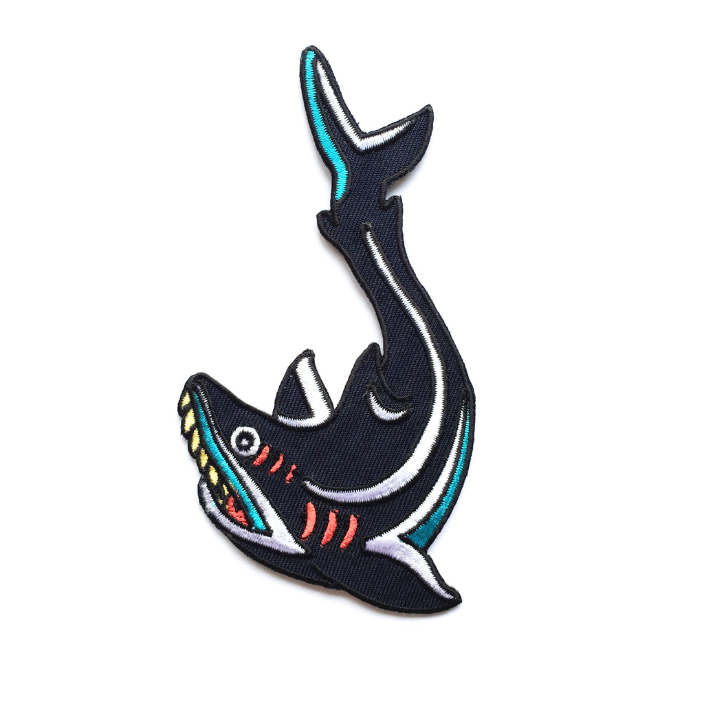 Shark Embroidered Patch Traditional Tattoo Art Great White Nautical ...